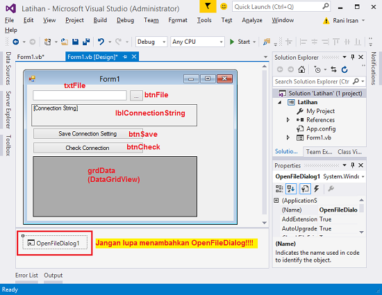Menyimpan Setting Koneksi VB.NET MS Access