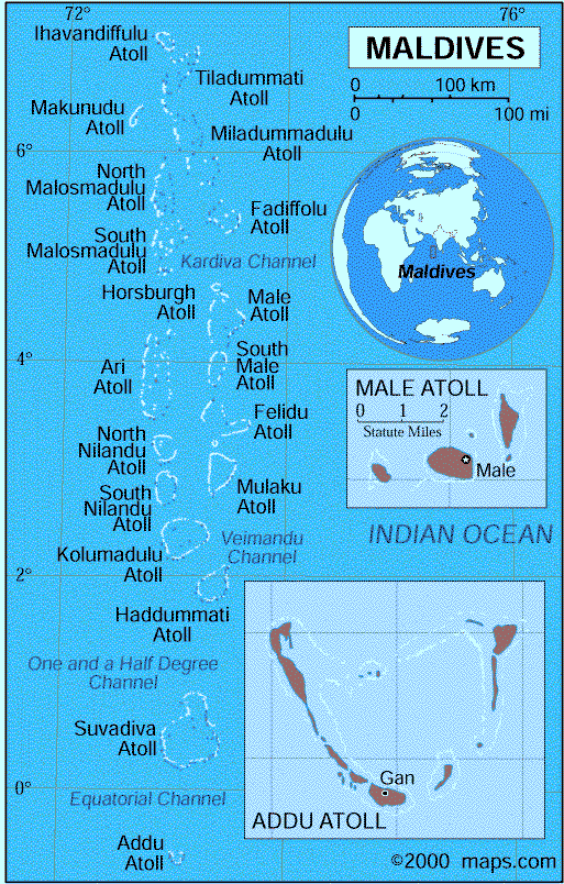 Maldivas | Mapas Geográficos das Ilhas Maldivas