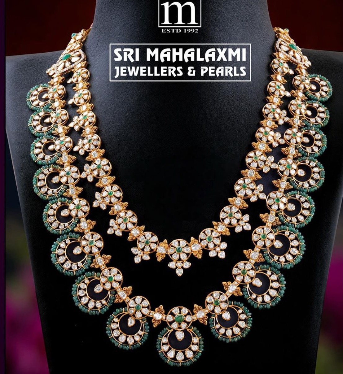 Chandbali Two layer Polki Long Chain - Jewellery Designs