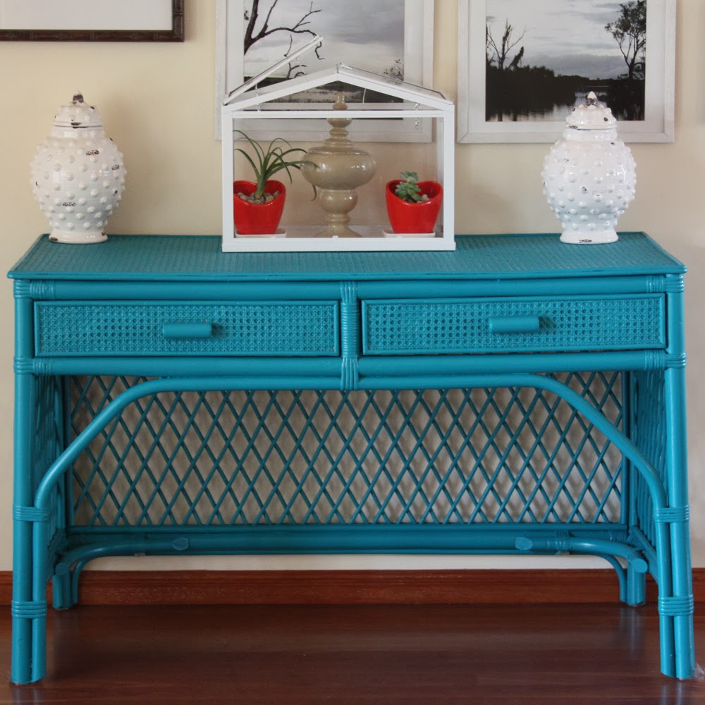Stella+Olive: [Repurpose] Turquoise cane desk . . . . . . . a painting ...