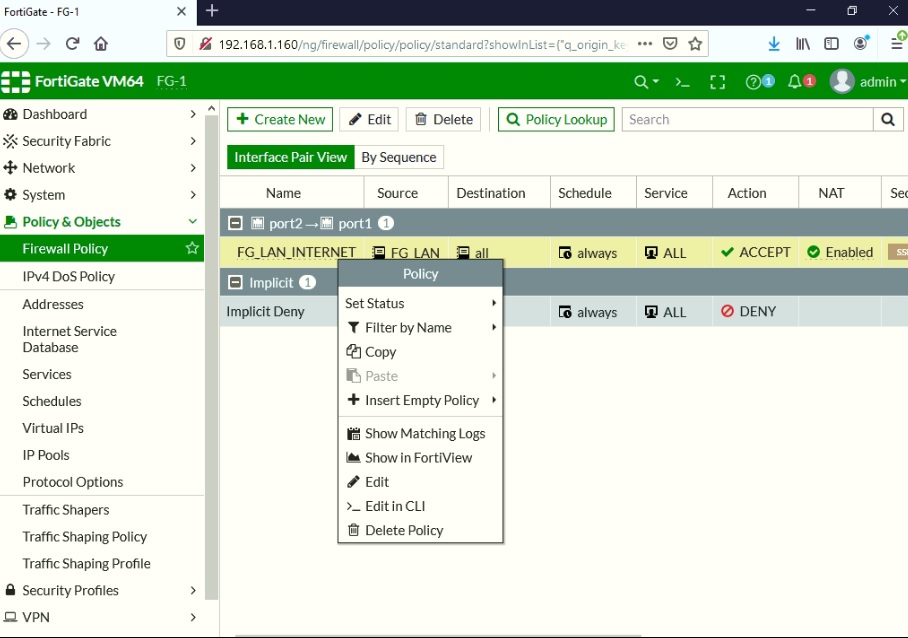 My Cybersecurity Journal: FortiGate Address Object and Firewall Policy