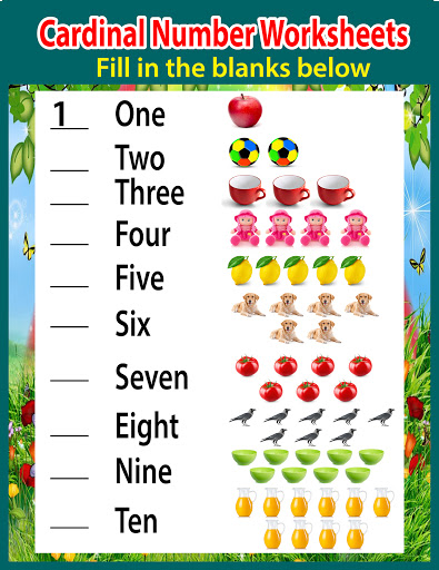 Cardinal Numbers Chart (1-20) / Numbers Chart/ kids book