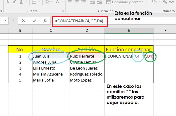 Fórmulas Avanzadas en Excel: Concatenar