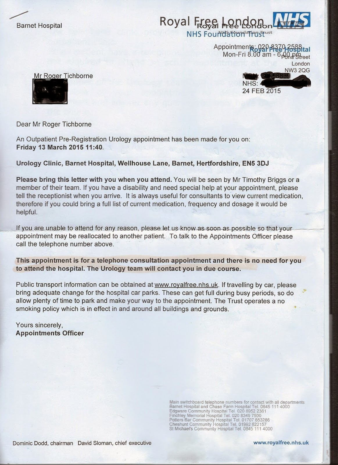 99% is ....... The Barnet Eye: Rog T's Cancer Blog - Part II - Friday ...