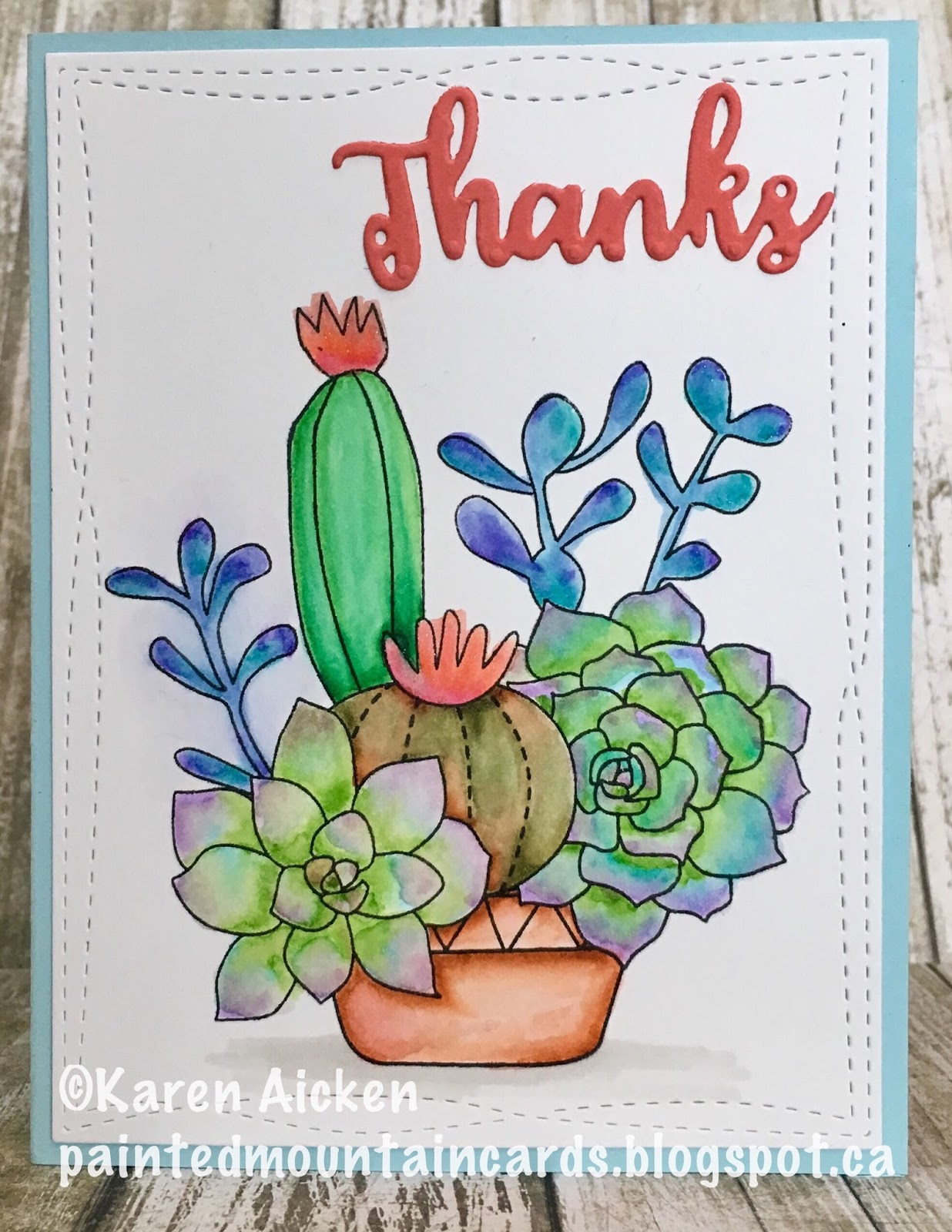 Painted Mountain Cards: Painted Succulent Thank You Card
