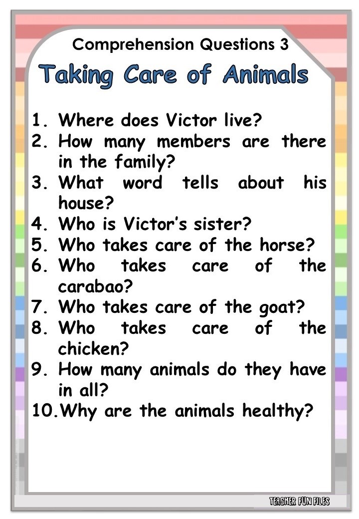 Teacher Fun Files: English Stories with Reading Comprehension Questions