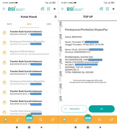 Cara Melihat Bukti Transaksi Sebelumnya di BSI Mobile