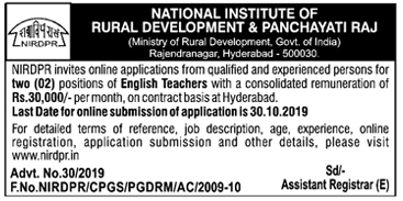 National Institute of Rural Development and Panchayati Raj Hyderabad ...