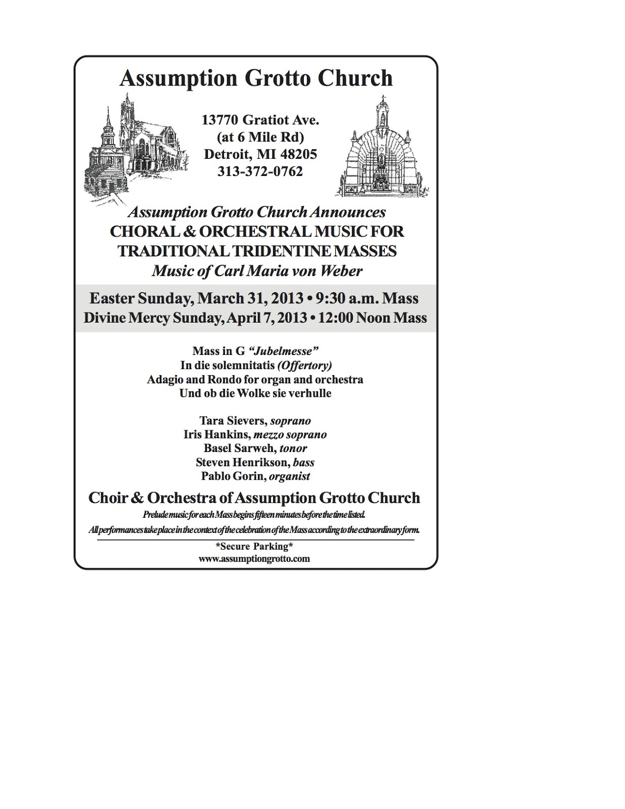 Te Deum laudamus!: Holy Week Schedule at Assumption Grotto