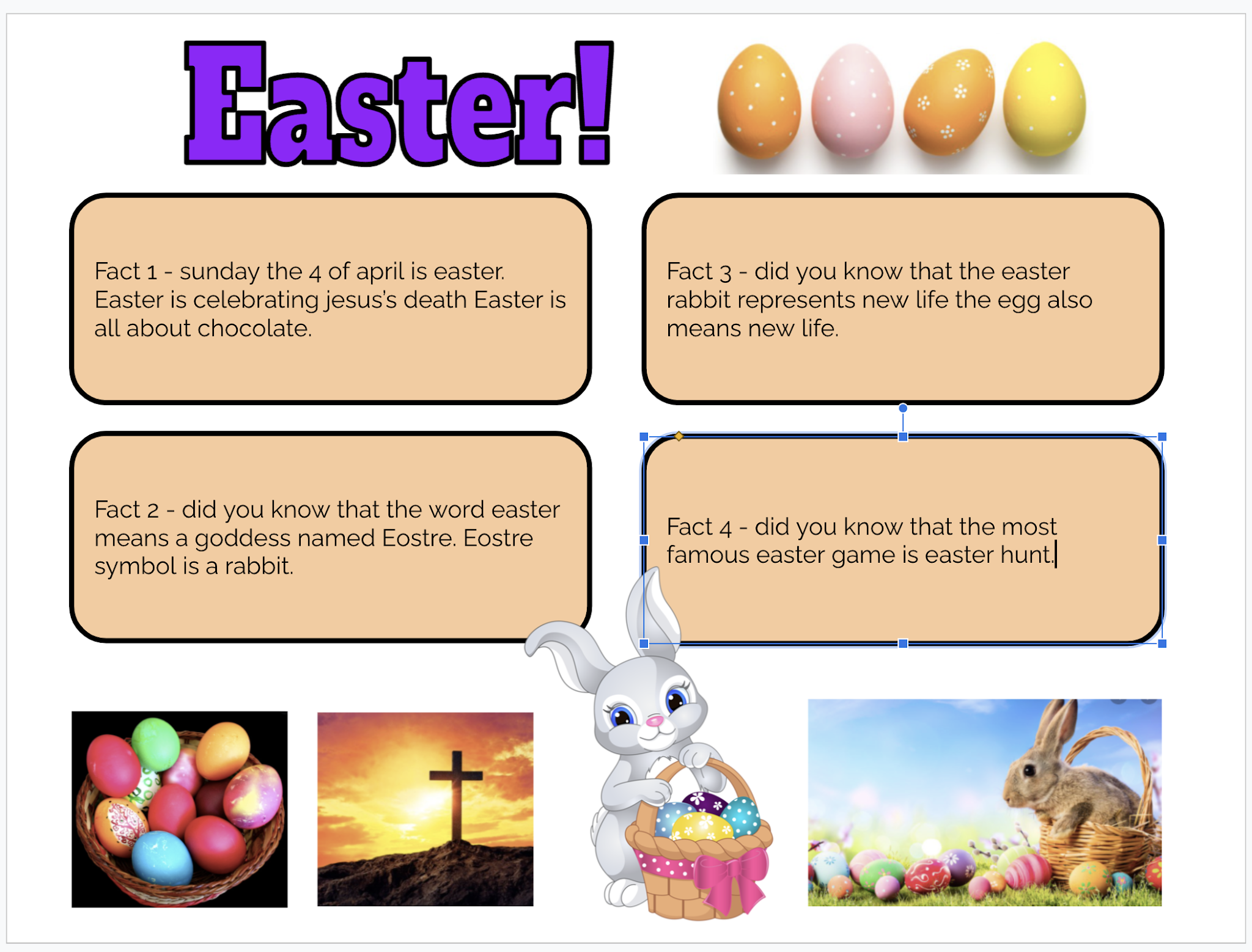 Lyall @ Pt England School: Easter facts