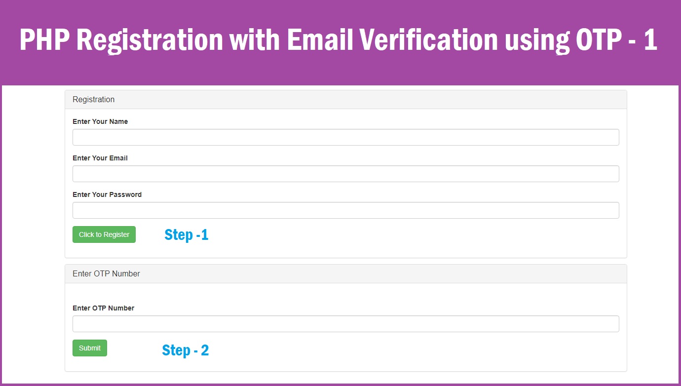 Php Login Registration With Email Verification Using Otp Webslesson
