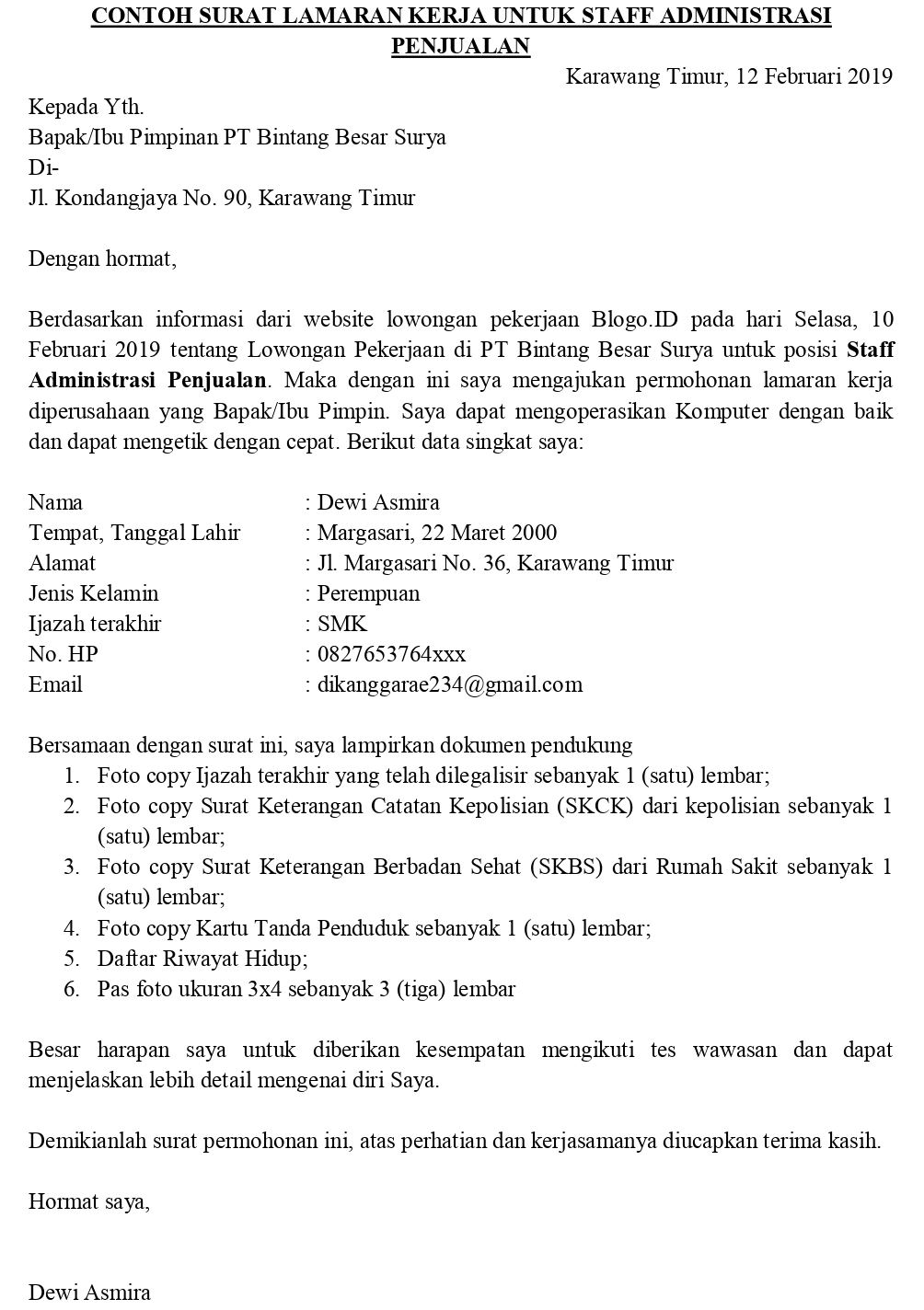 Contoh Surat Lamaran Kerja Di Bagian Gudang - Delinewstv Contoh Surat Lamaran Kerja Di Bagian Gudang - Delinewstv