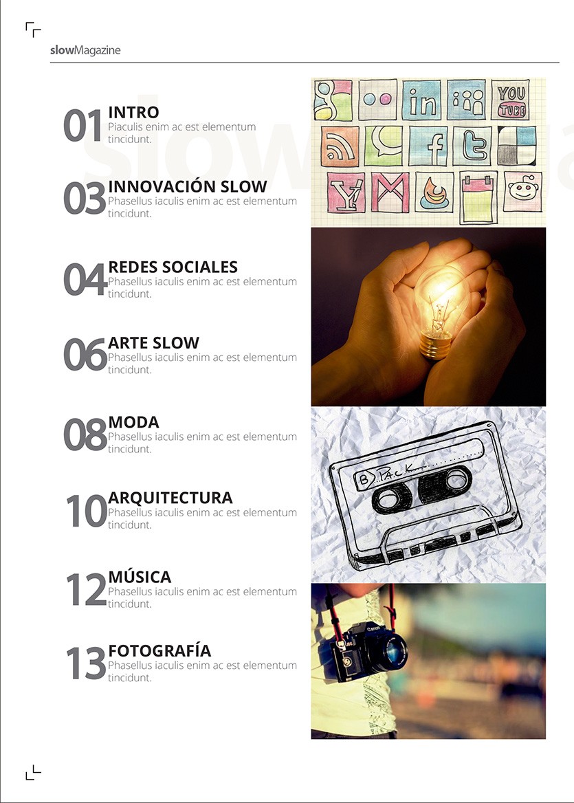 Estructura de una Revista Digital: INDICE