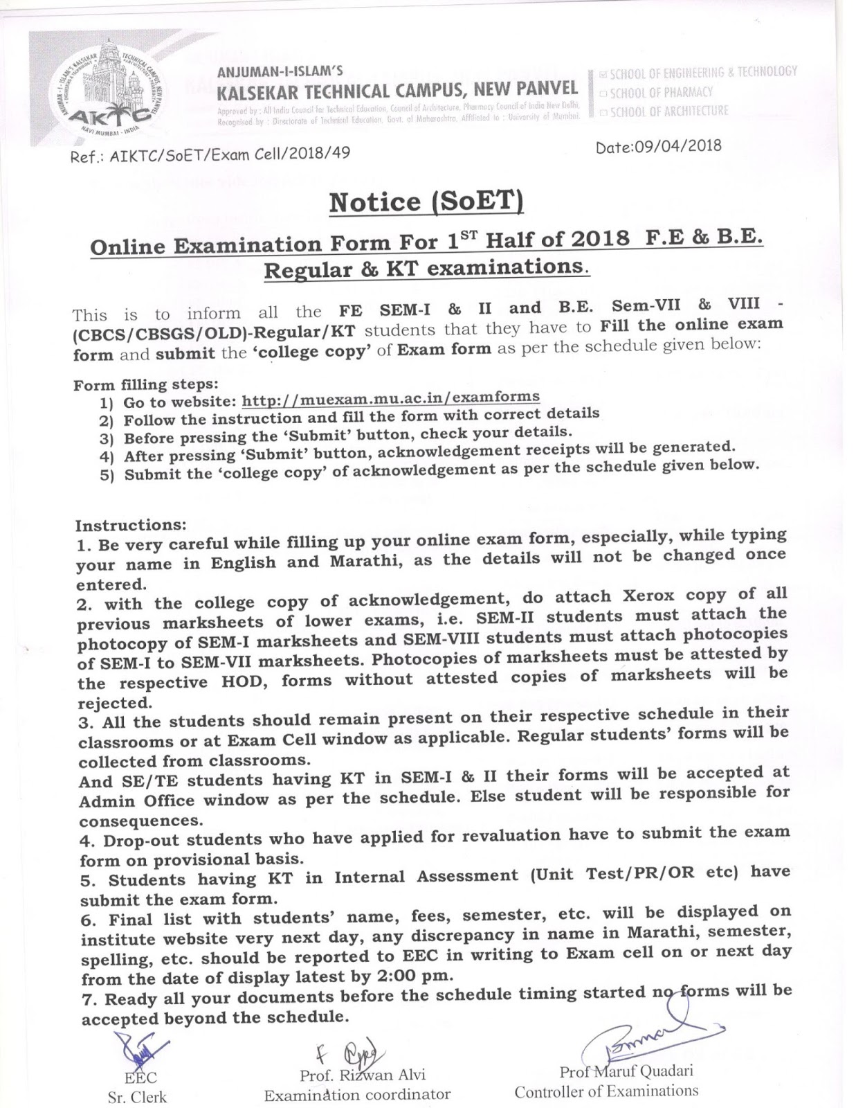 EXAM-CELL NOTICE BOARD: NOTICE-FE-BE (SEM-I, II, VII & VIII- CHOICE ...