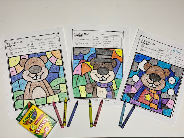 An Apple For The Teacher: Groundhog Day Color by Number Coloring Pages