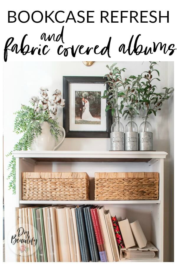 Updating a Tired Bookcase and Albums with Chalk Paint and Fabric - DIY ...