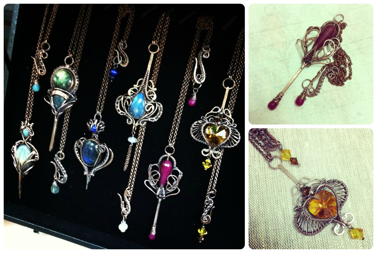 Handmade wire wrapped, filigree, fantasy and steampunk jewelry.