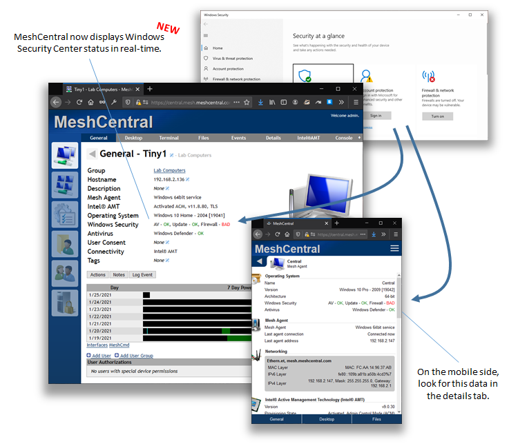 MeshCentral - Thermals, Windows Security, Guest Links, Messenger, Agent ...