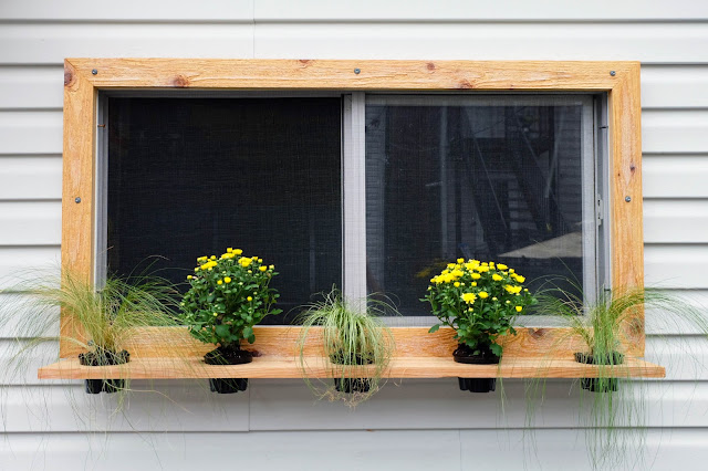 How to: Cedar Window Frames with Floating Shelf Planters. - Flipping ...