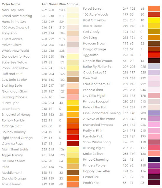 RGB CODES: RGB-codes Disney