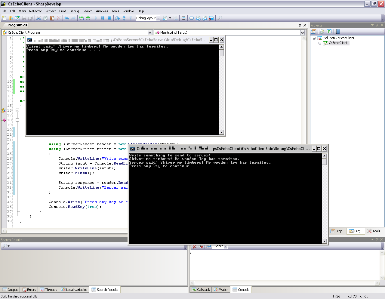 Programmer's Ranch: C# Network Programming: Echo Client/Server