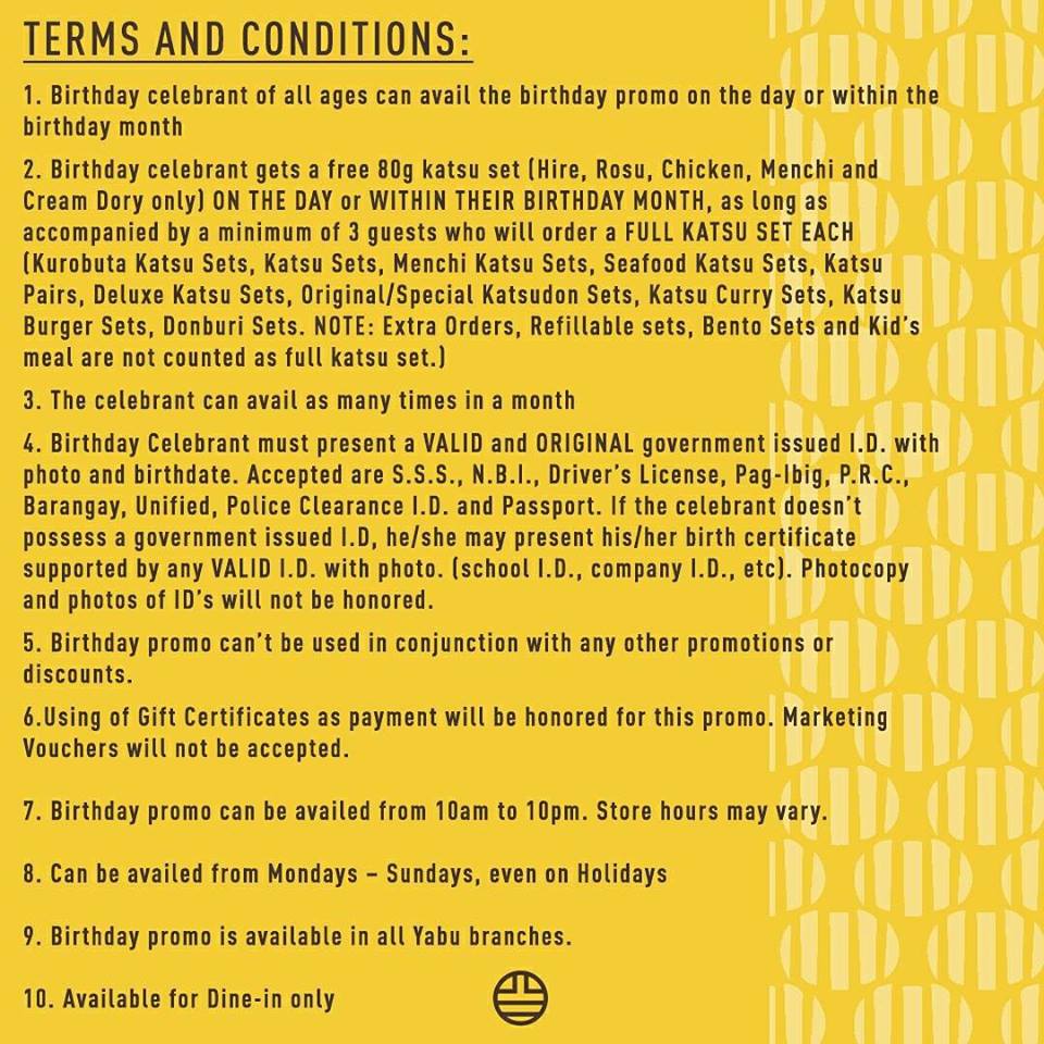 Manila Shopper: Yabu Birthday Promo