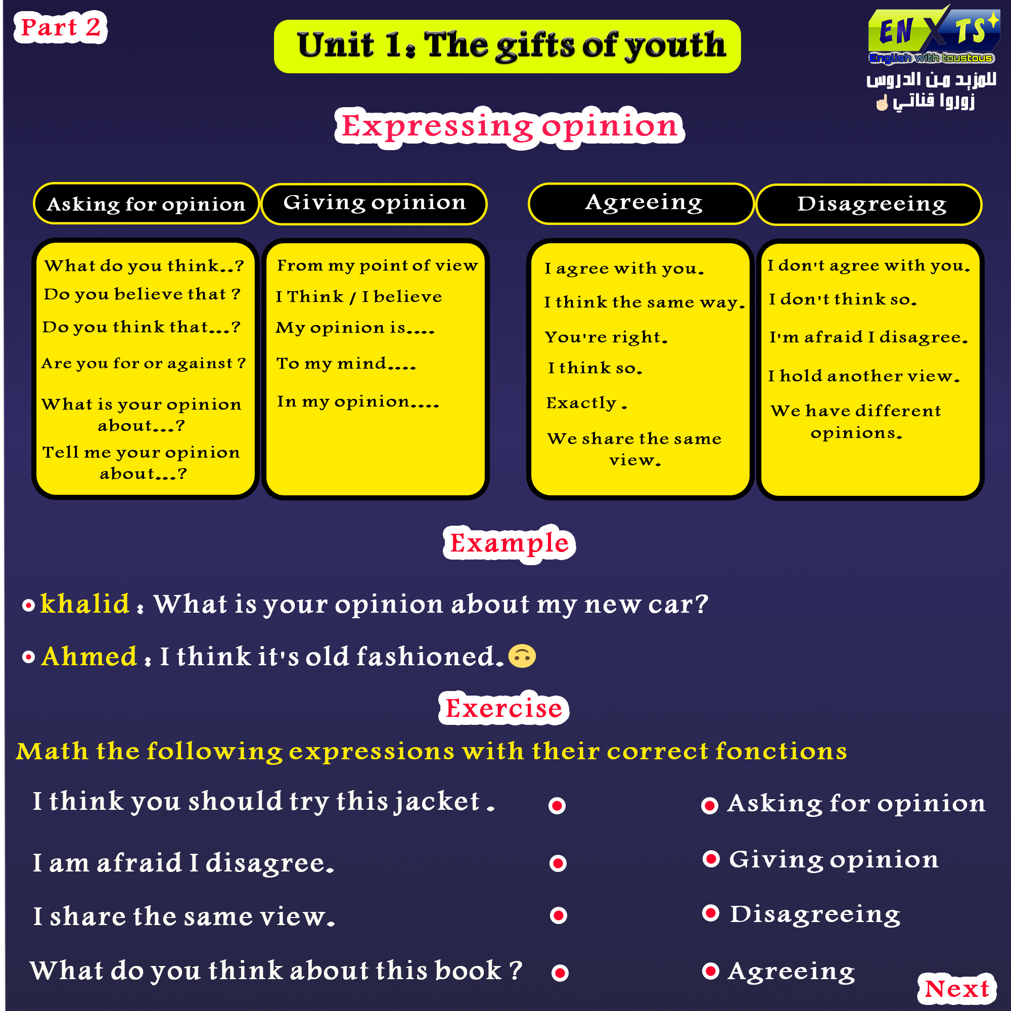 Unit 1 : Gifts of youth | English with toustous