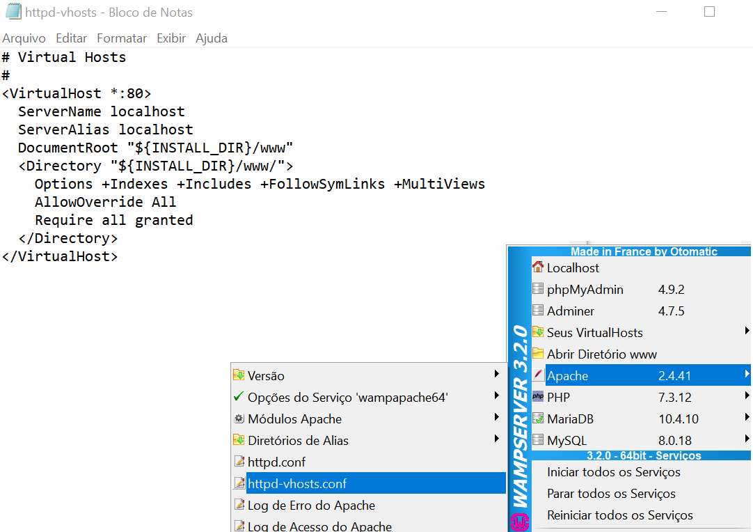 Figura 1: Edite o arquivo httpd-vhosts.conf conforme o esquema para ...