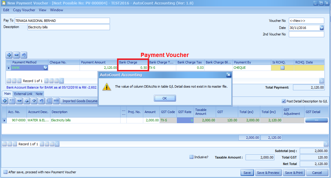 AutoCount实用小贴士: Maintain Bank Charge Account in Payment Method
