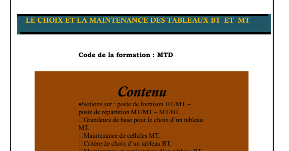 TECH13: LE CHOIX ET LA MAINTENANCE DES TABLEAUX BT ET MT