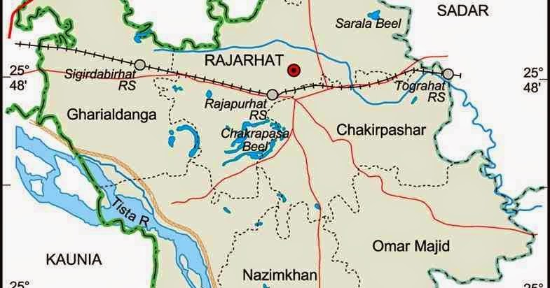 Rajarhat Upazila Map, Kurigram District, Bangladesh