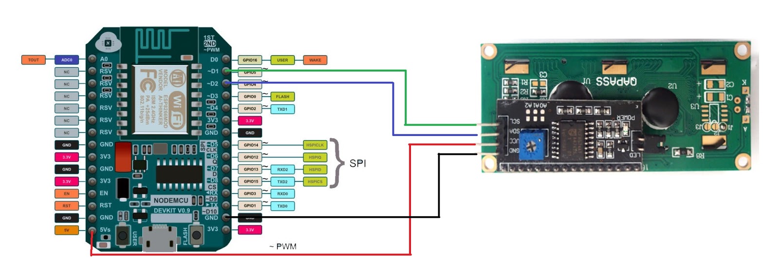 Esp 8266 Ntp Lcd Clock Internet Time Via Esp8266 Nodemcu And I2c Lcd Module