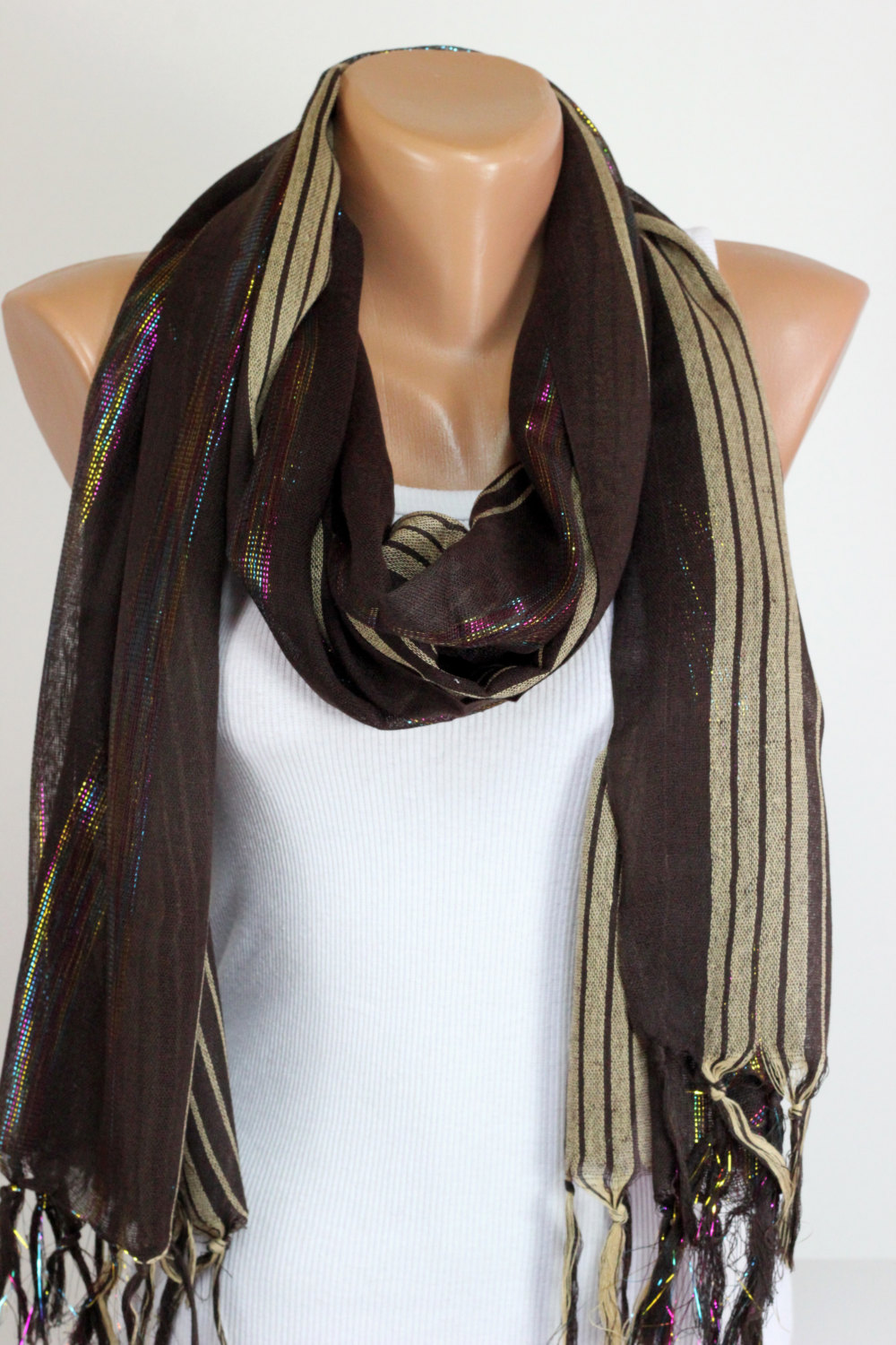 Echerpe: Dark Brown Scarf, Silvery Scarf, Women Fashion Accessories, 4 ...