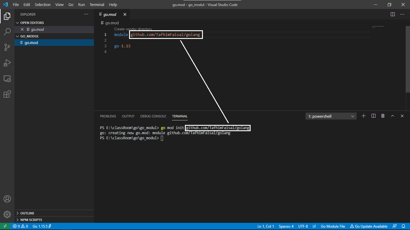 Creating a project with Golang