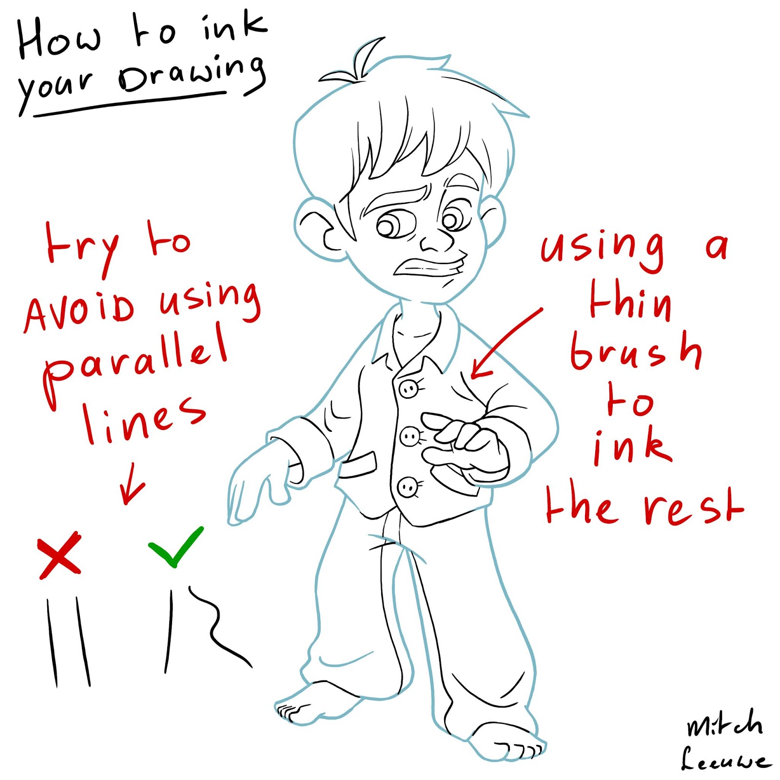 Learning drawing principles: inking