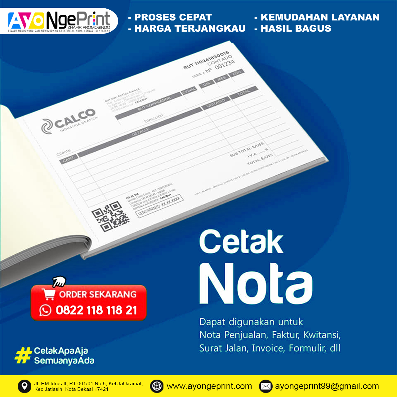 Cetak Nota Faktur, Surat Jalan, Formulir, Karcis Murah di Pejawaran ...