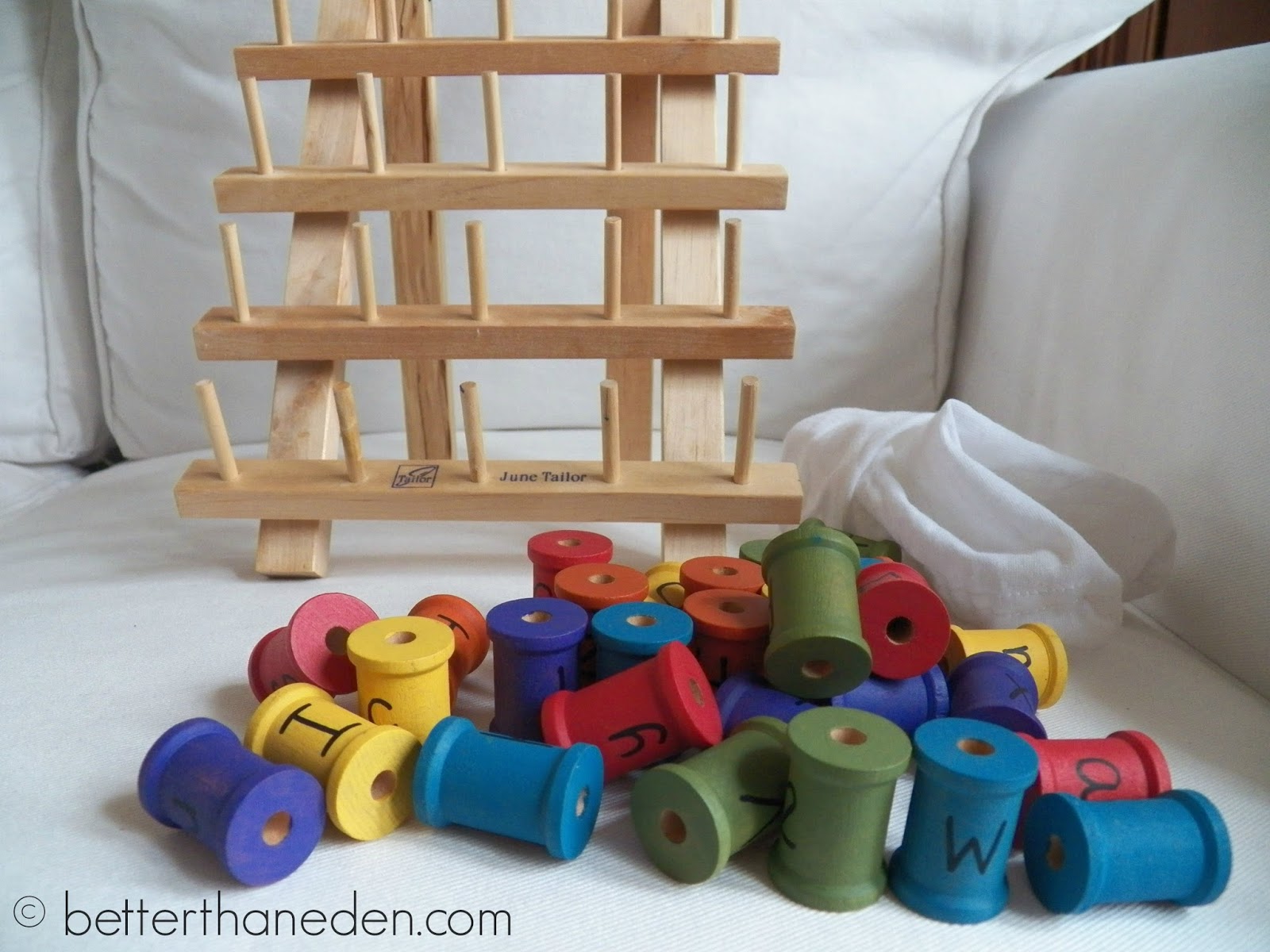 A (simple, I promise!) DIY Wooden Spool Sorting Toy - Mary Haseltine