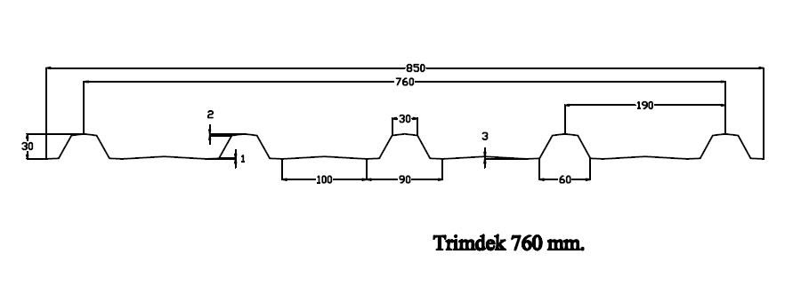 FIBREGLASS, ACRYLIC, POLYCARBONATE SHEET: TRIMDEK 760MM