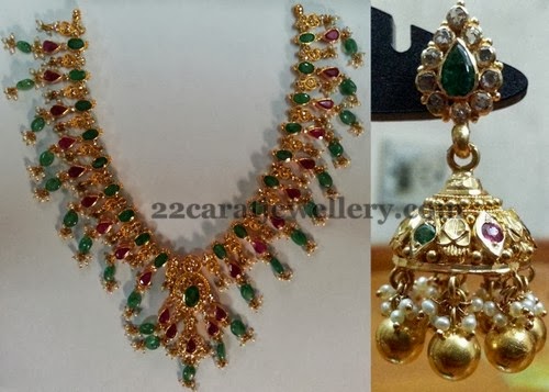 Gemstones Drops Set with Earrings - Jewellery Designs