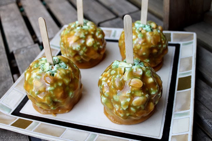Hungry Harps: Caramel Apple-Popcorn Balls with Peanuts