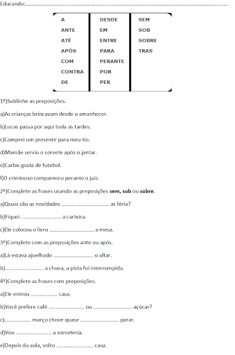 BEL CARDOZO: ATIVIDADE PREPOSIÇÃO