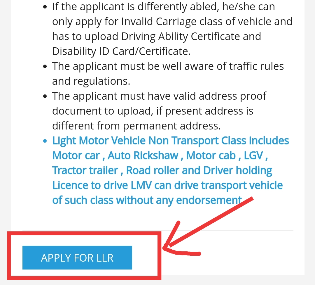 How to apply Learner's licence (LLR) in AP
