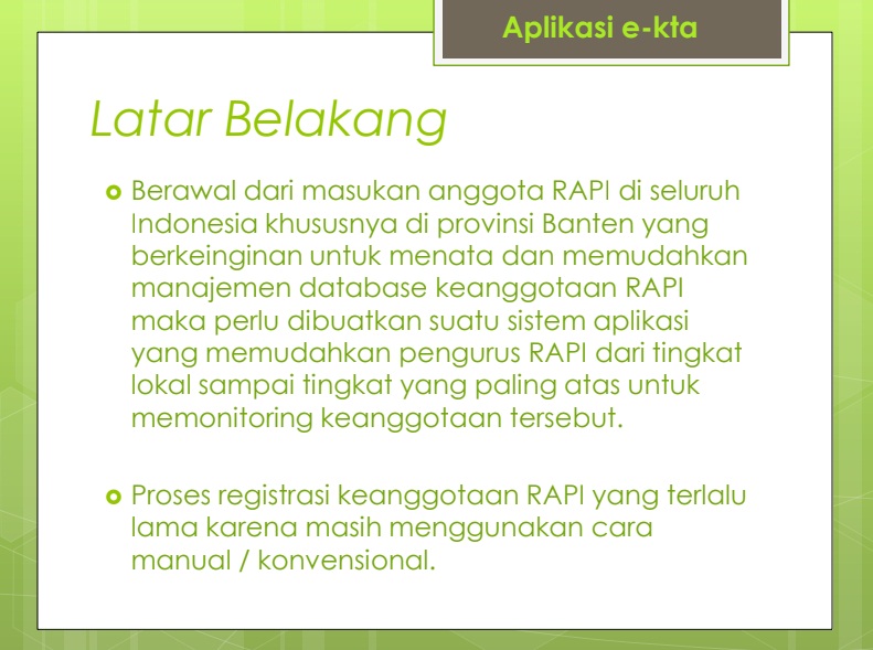 RAPI LOKAL 5 CICALENGKA. KABUPATEN BANDUNG: PROGRAM E-KTA SAPA RAPI