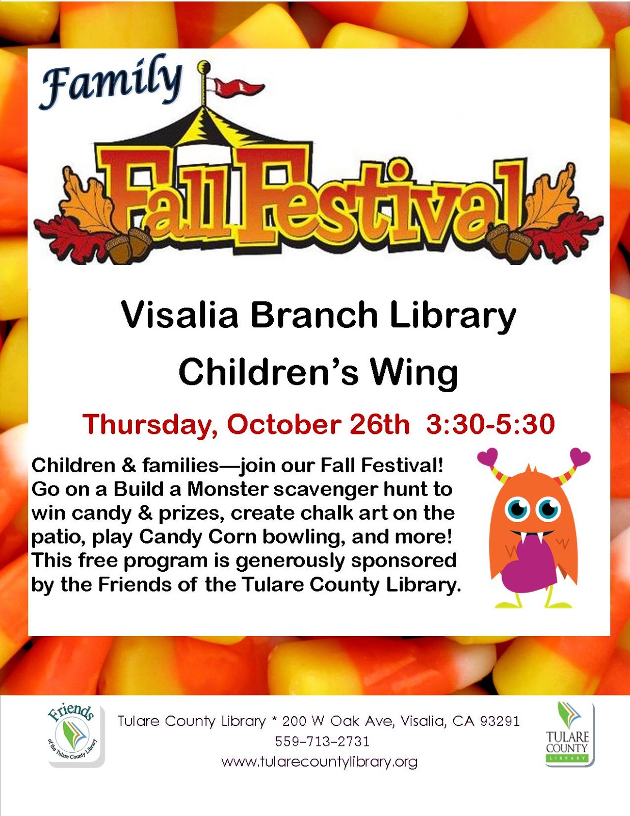 Tulare County Library News and Events: Fall Festival, Thu 10/26 at 3:30 ...