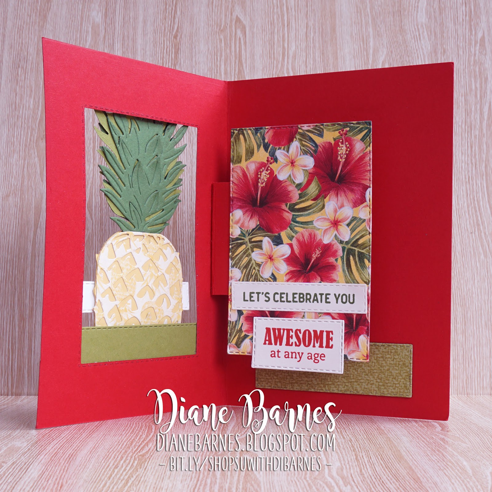 colour me happy: Pineapple pop up window birthday card