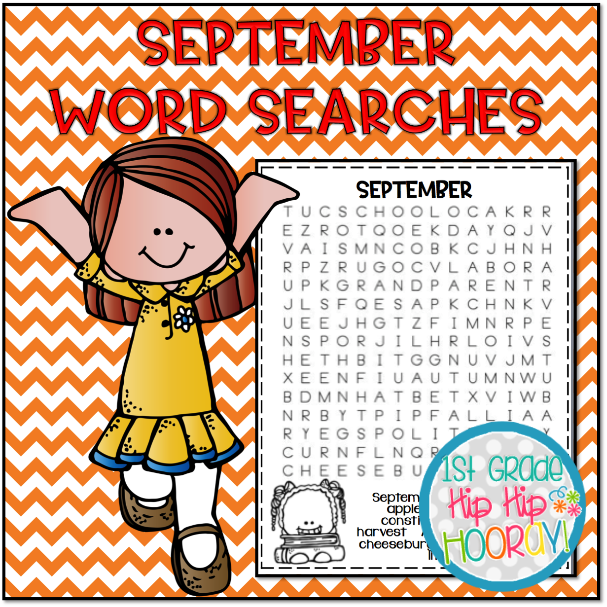 1st Grade Hip Hip Hooray!: September Word Searches and Mini Books!