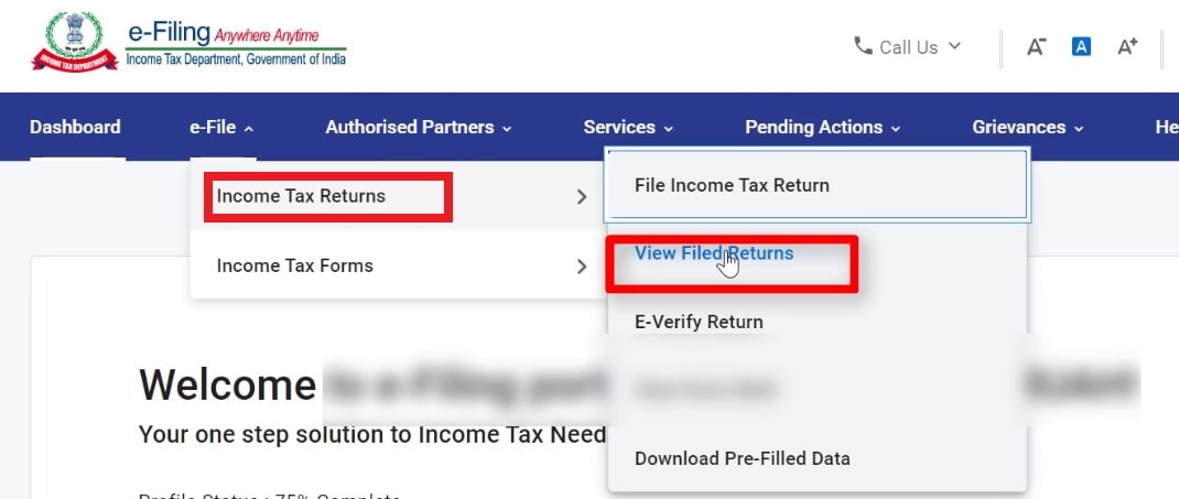 How to download filed ITR in new portal? Download form V