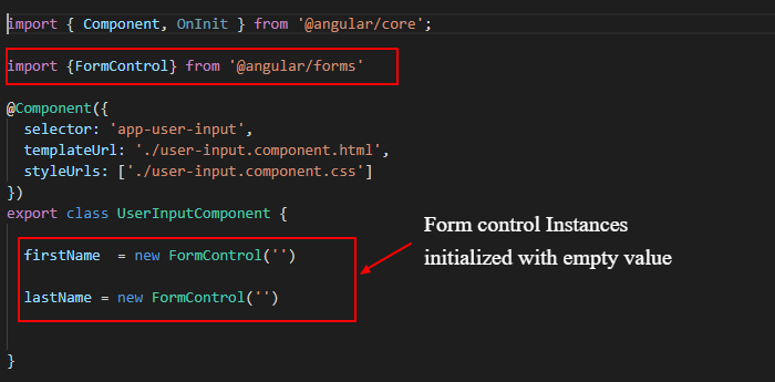 Handle user input using Reactive Forms in Angular