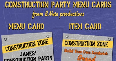 Construction Theme Party Menu