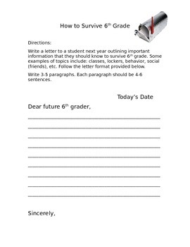 Letter Format For 6Th Graders - Formal Letter